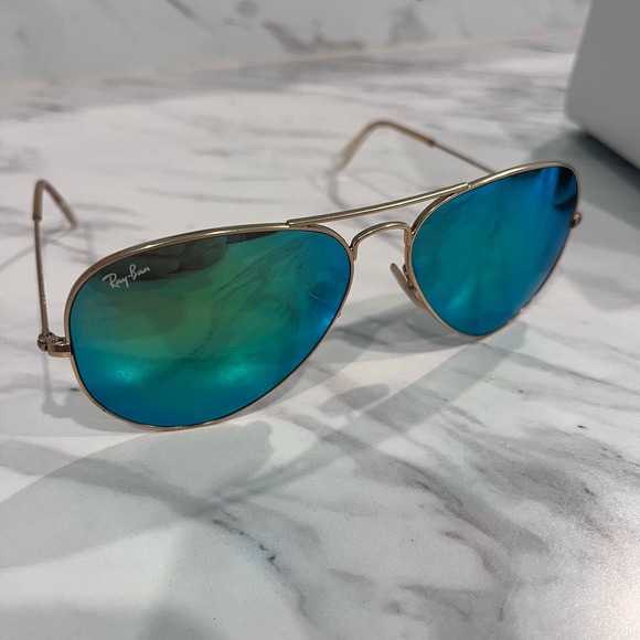 Ray-Ban | Accessories | Rayban Gold Aviator Large Reflective Lenses Rb ...